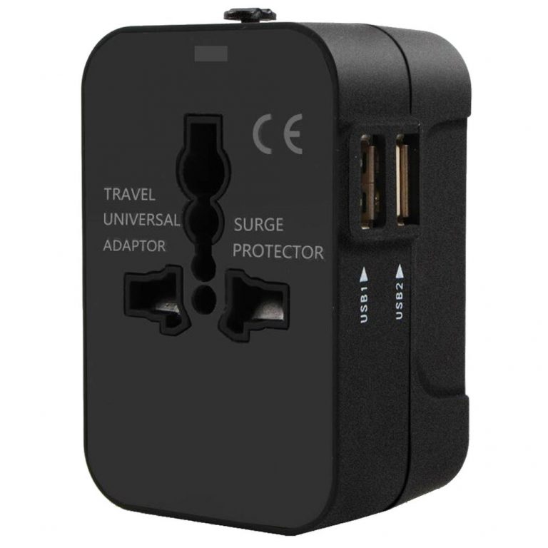 All in One Universal International Plug Adapter 2 USB Port World Travel AC Power Charger Adaptor ...
